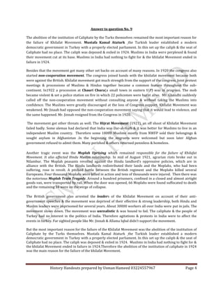 khilafat movement for olevels students of pakistan | PDF