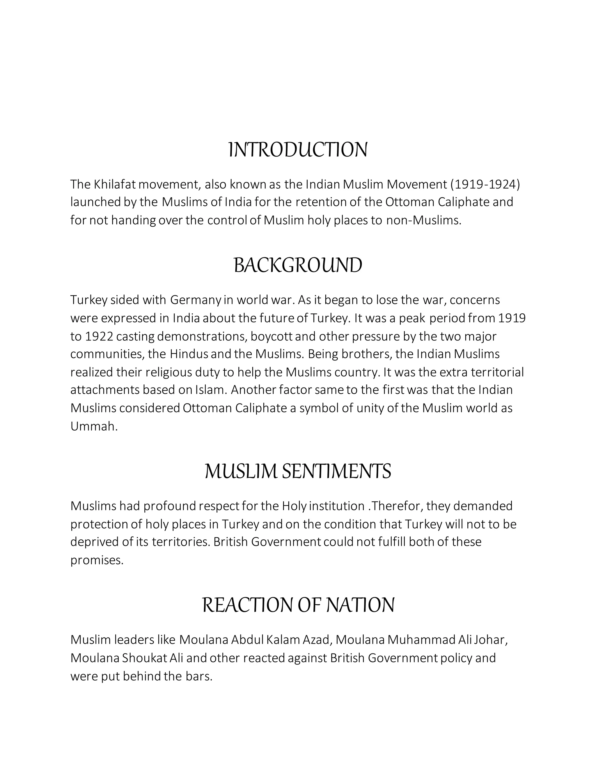 Khilafat movement | DOCX