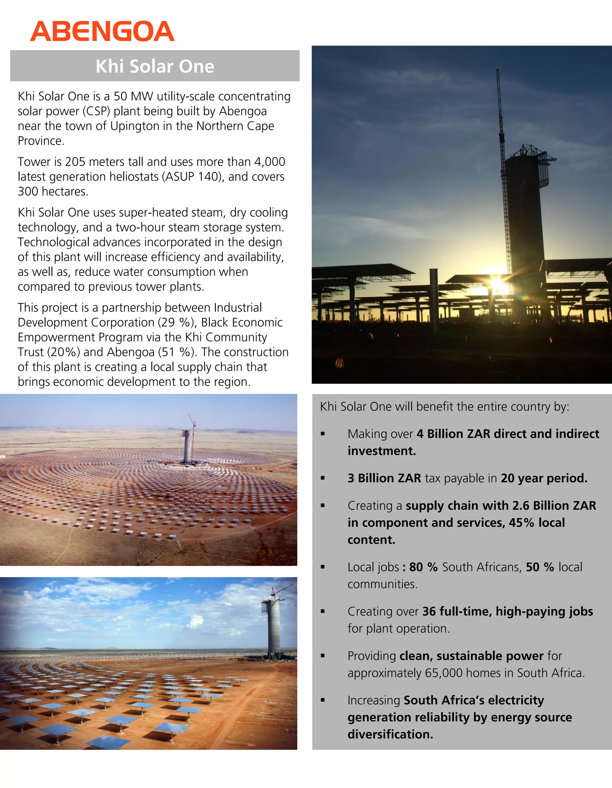 Khi Solar One, Abengoa in South Africa | PDF