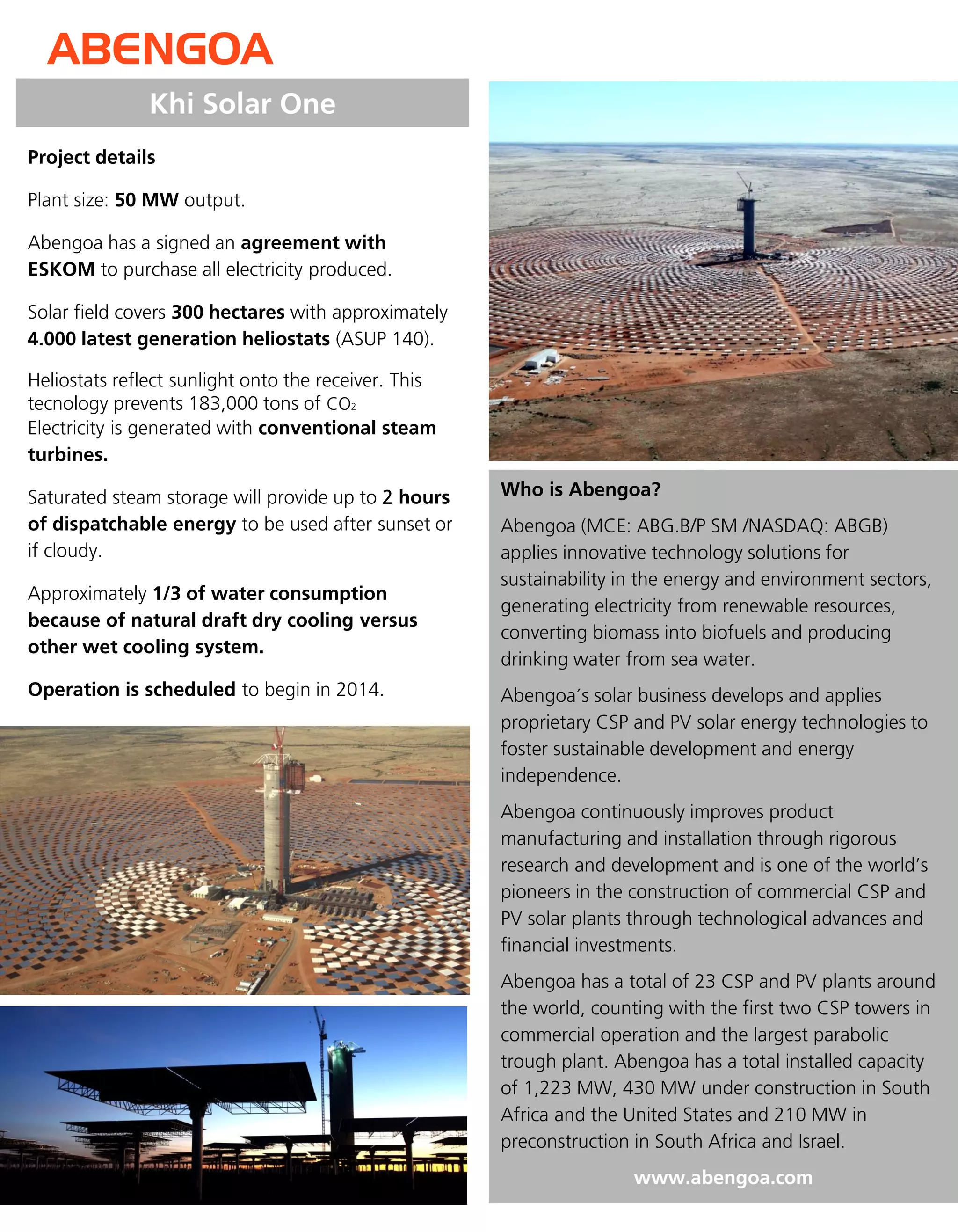 Khi Solar One, Abengoa in South Africa | PDF