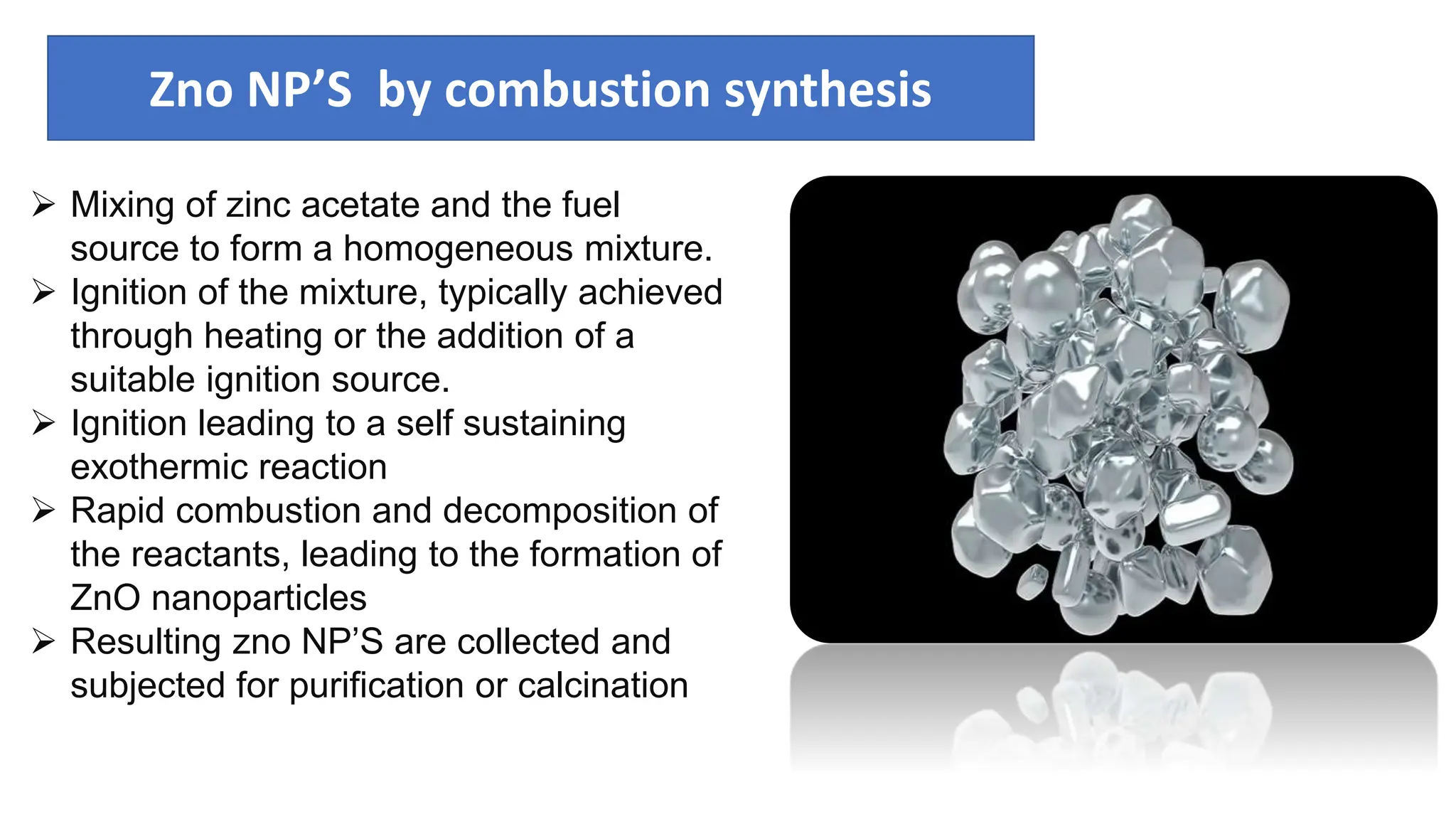 Zinc oxide nanopsrticles by combustion synthesis method | PPTX