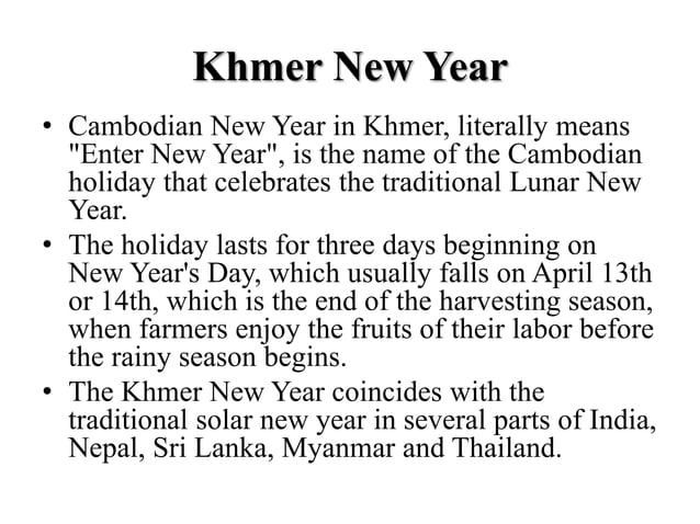 Khmer Culture: Khmer new year | PPTX