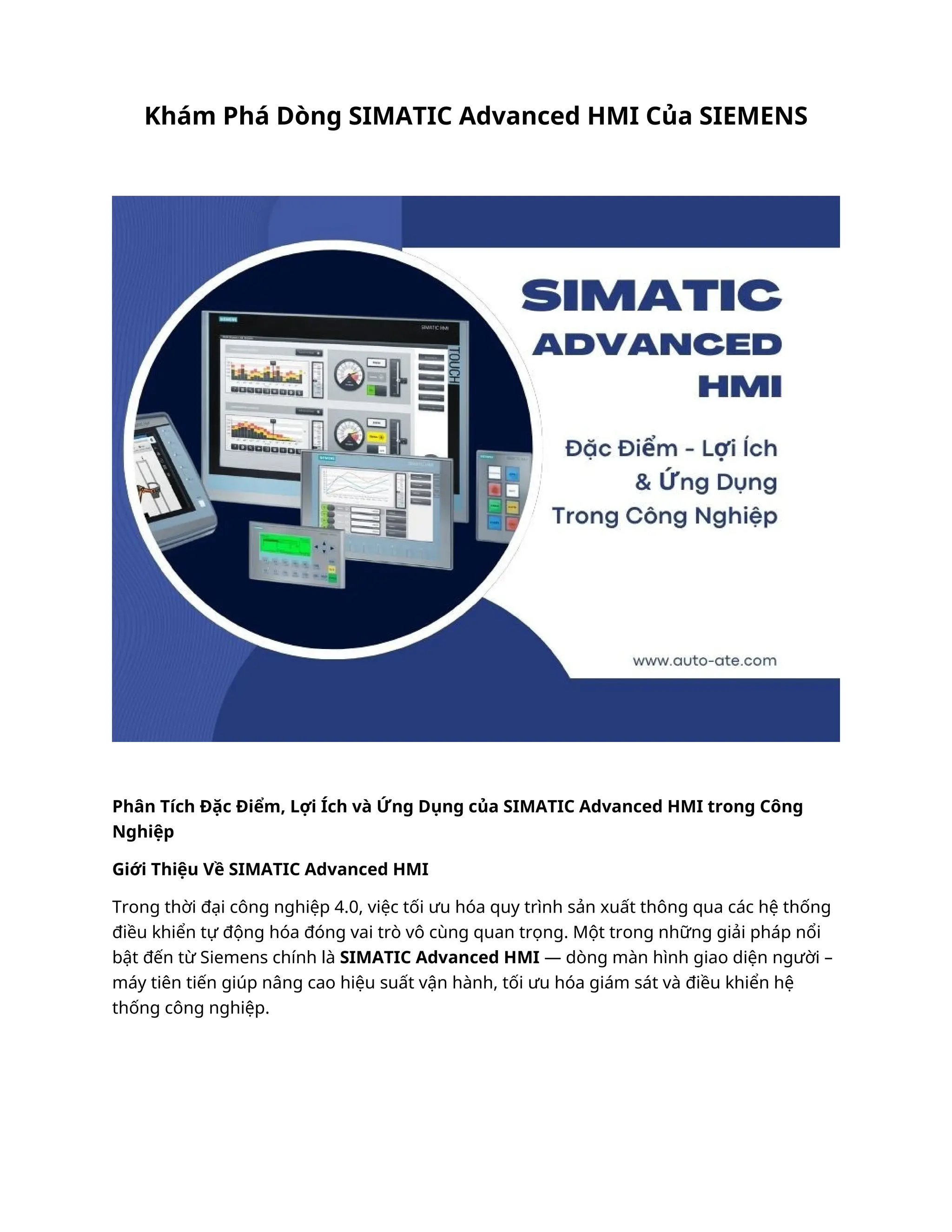 Khám Phá Dòng SIMATIC Advanced HMI Của SIEMENS | DOCX