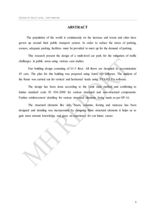 Design of Multi-storey car parking | DOCX