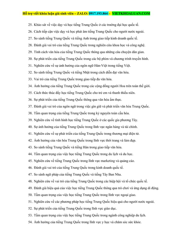 Kho 200 Đề Tài Khóa Luận Tốt Nghiệp Ngôn Ngữ Trung Quốc, 9 Điểm Từ Sinh Viên Khá Giỏi | DOCX