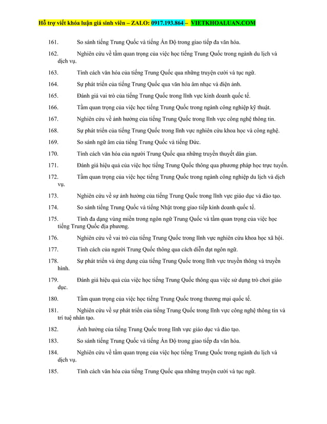 Kho 200 Đề Tài Khóa Luận Tốt Nghiệp Ngôn Ngữ Trung Quốc, 9 Điểm Từ Sinh Viên Khá Giỏi | DOCX