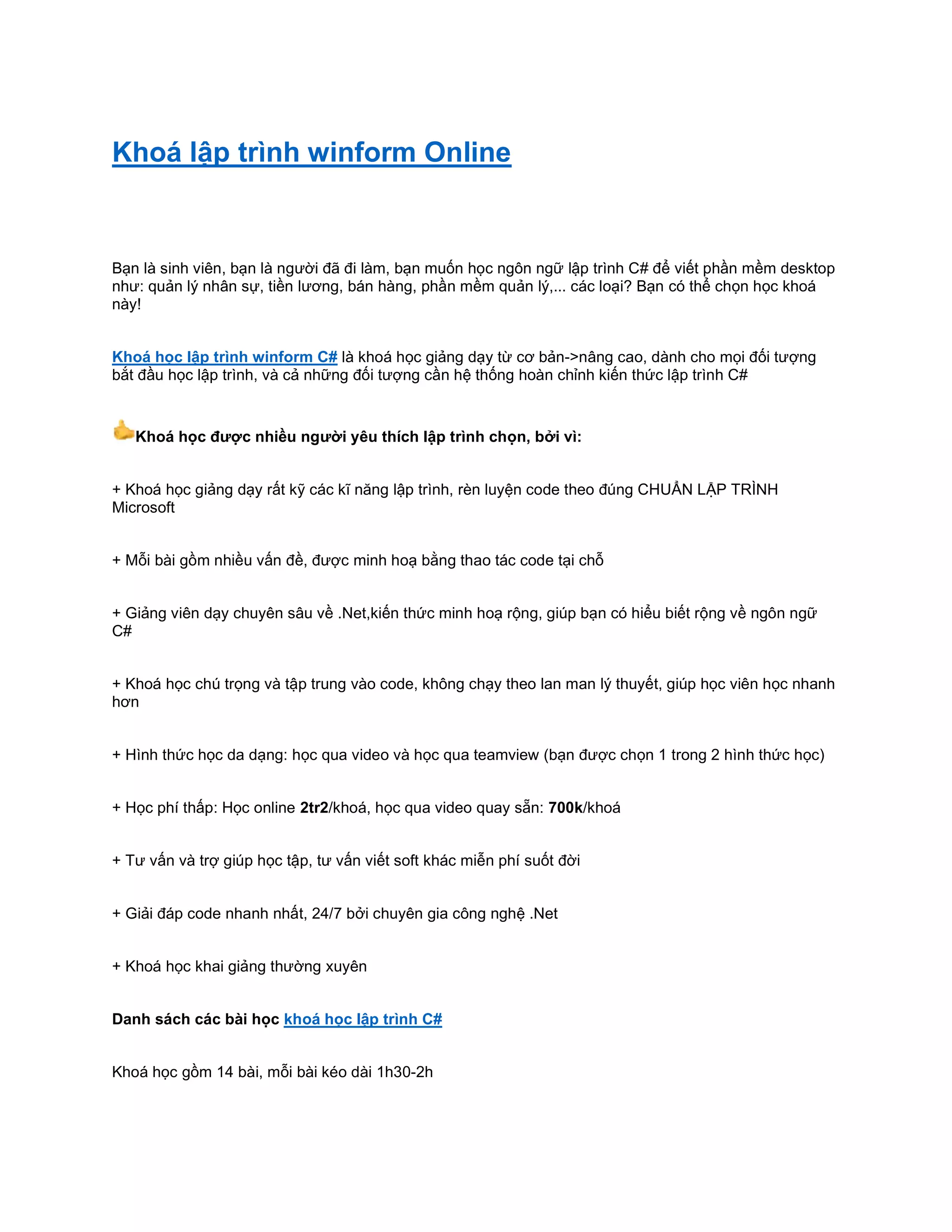 Khoa hoc lap trinh winform | PDF