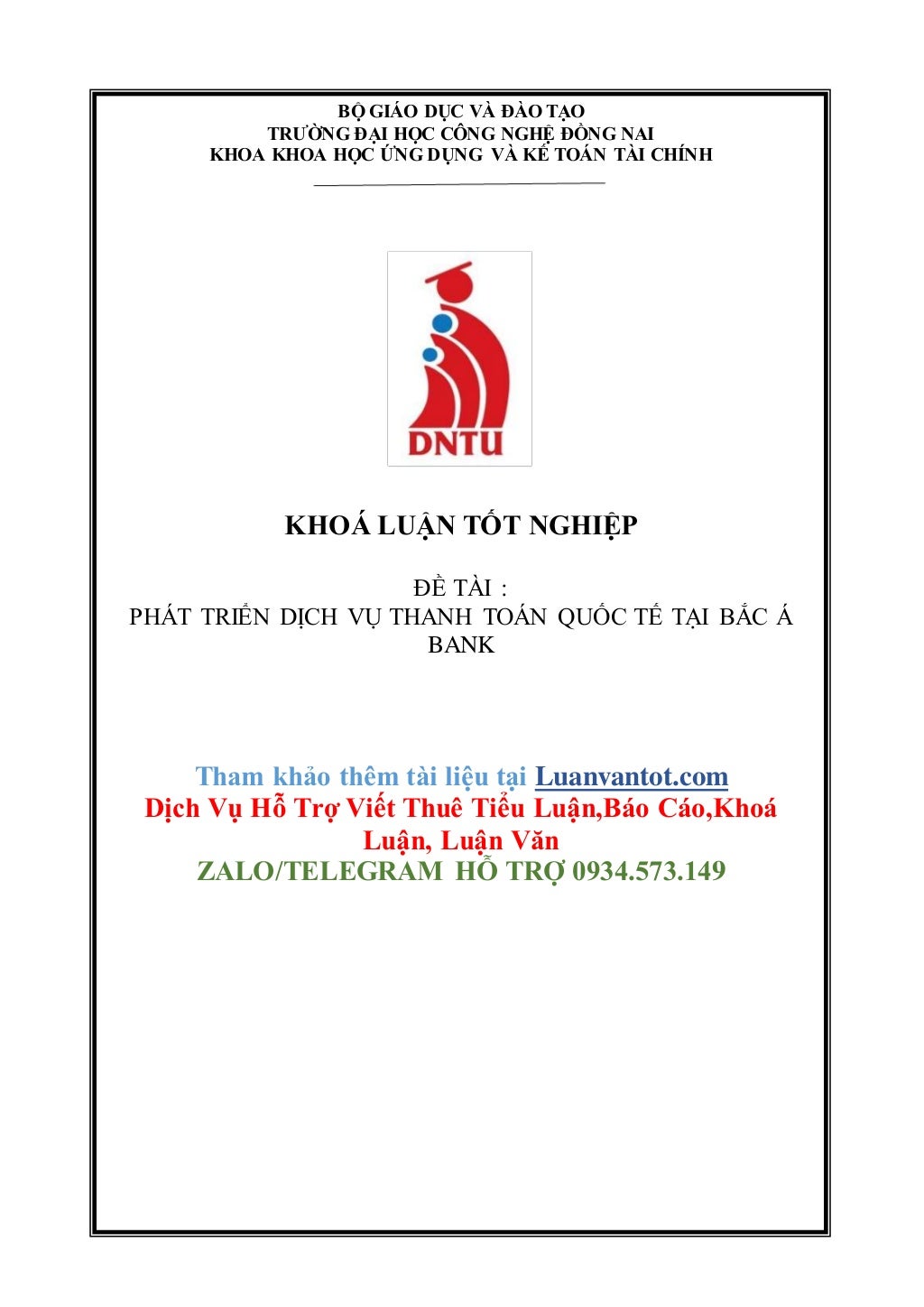Khoá luận thanh toán quốc tế tại ngân hàng bắc á bank | DOCX