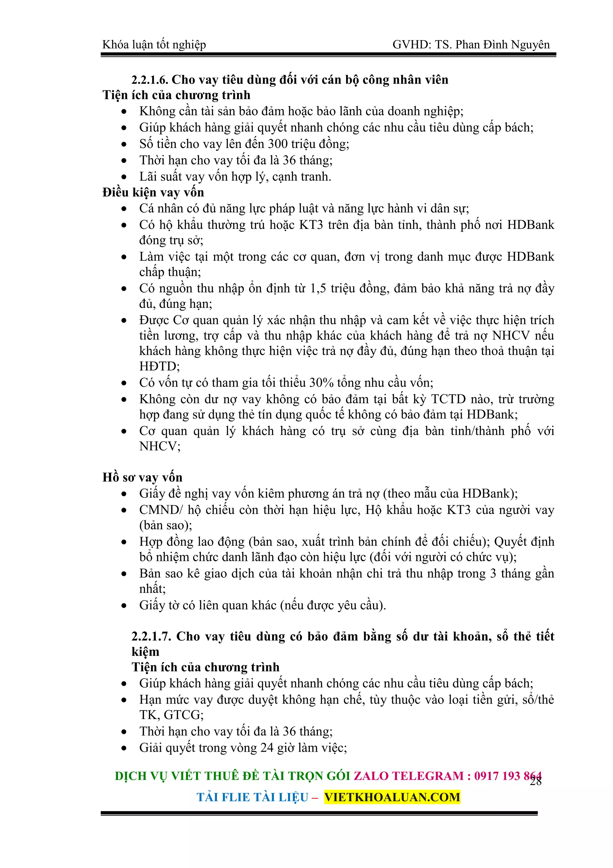 Khoá Luận Nghiệp Vụ Cho Vay Tiêu Dùng Tại Ngân Hàng. | DOC