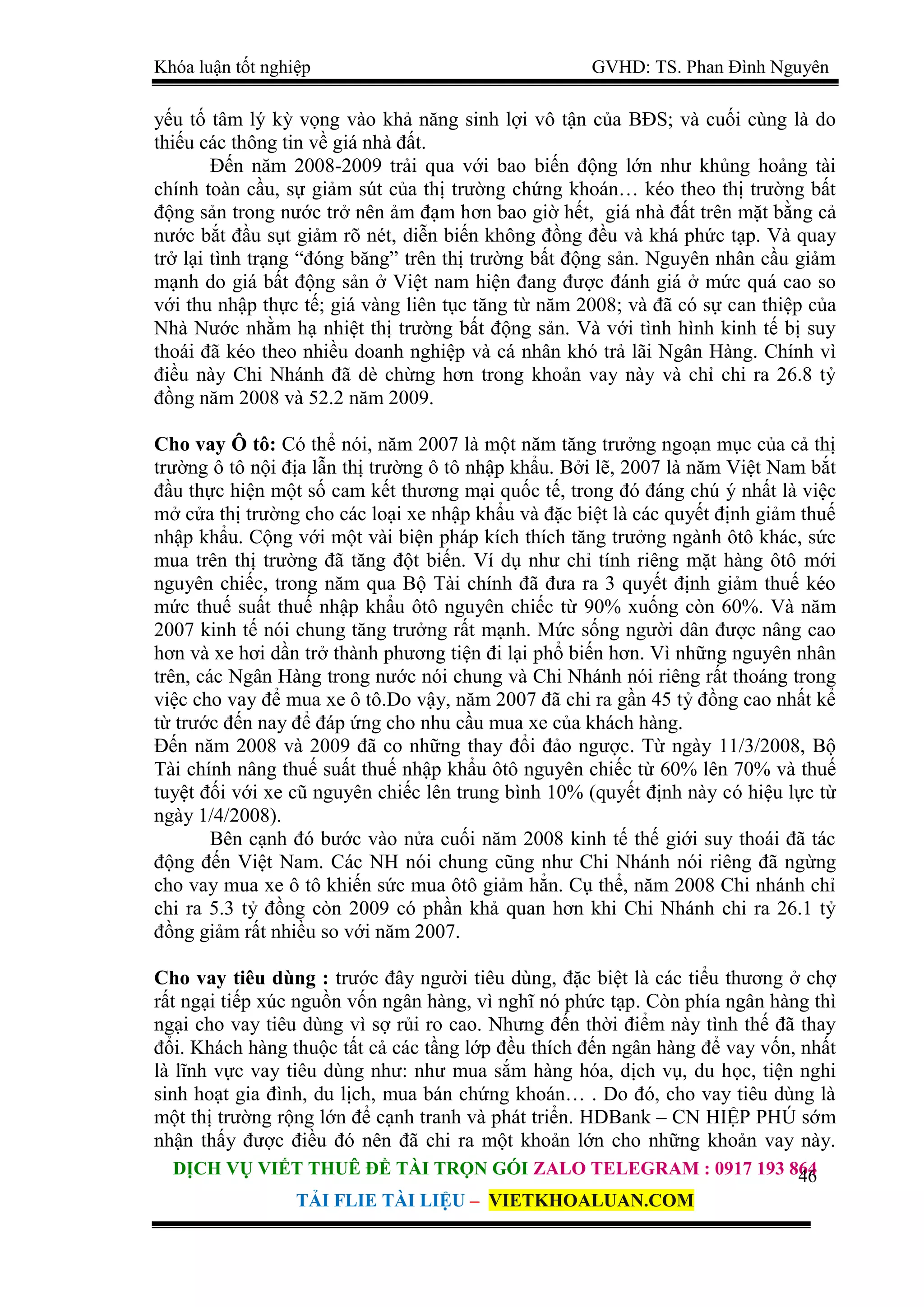 Khoá Luận Nghiệp Vụ Cho Vay Tiêu Dùng Tại Ngân Hàng. | DOC