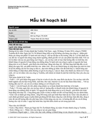 Kế hoạch bài dạy dự án | DOC