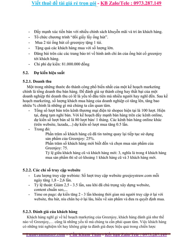 Kế hoạch marketing cho ống hút cỏ của Greenjoy tại thị trường Hà Nội ...