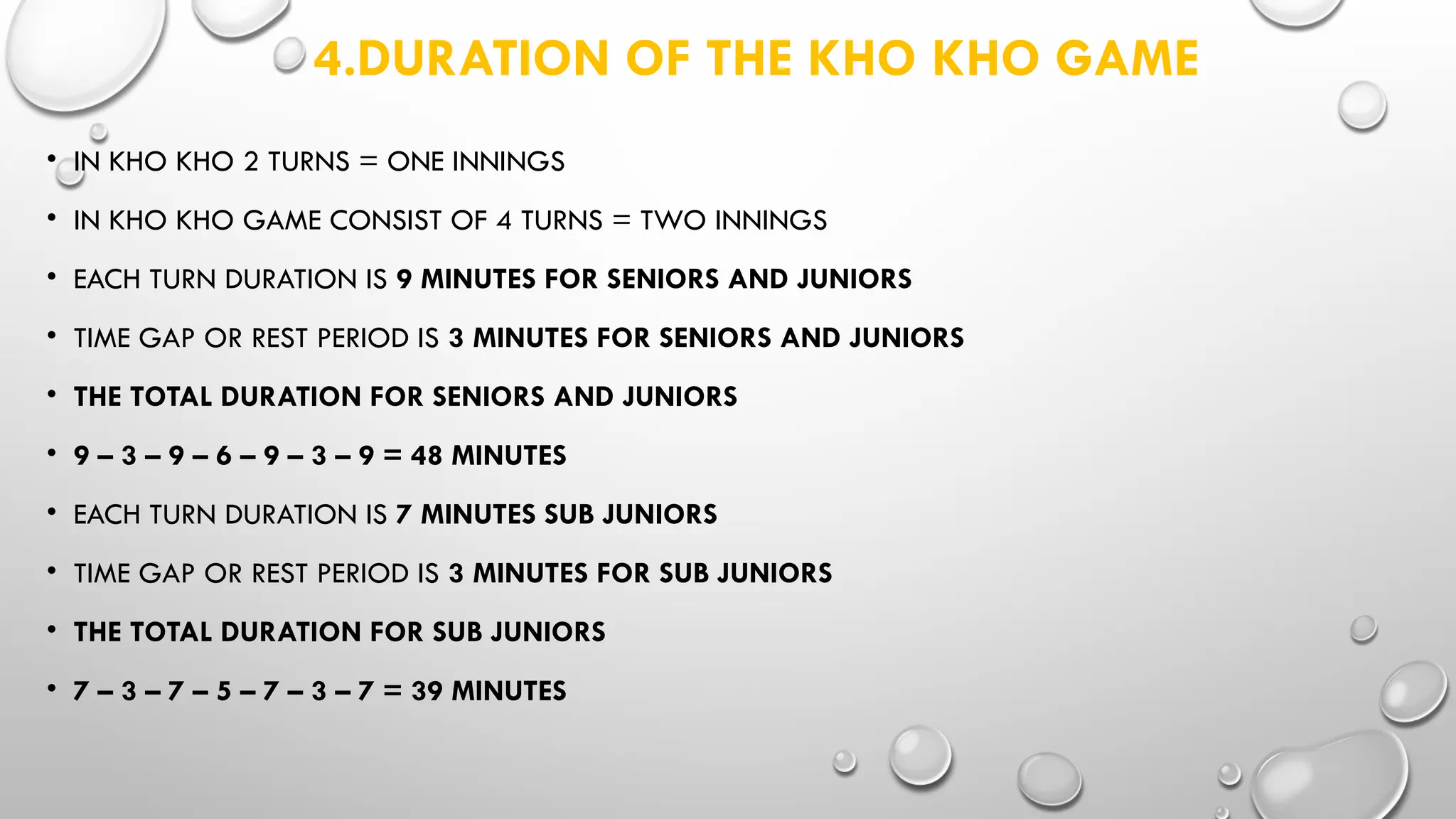 KHO KHO game consist of history, rules, points for junior and sub-junior , awards and trophies ...