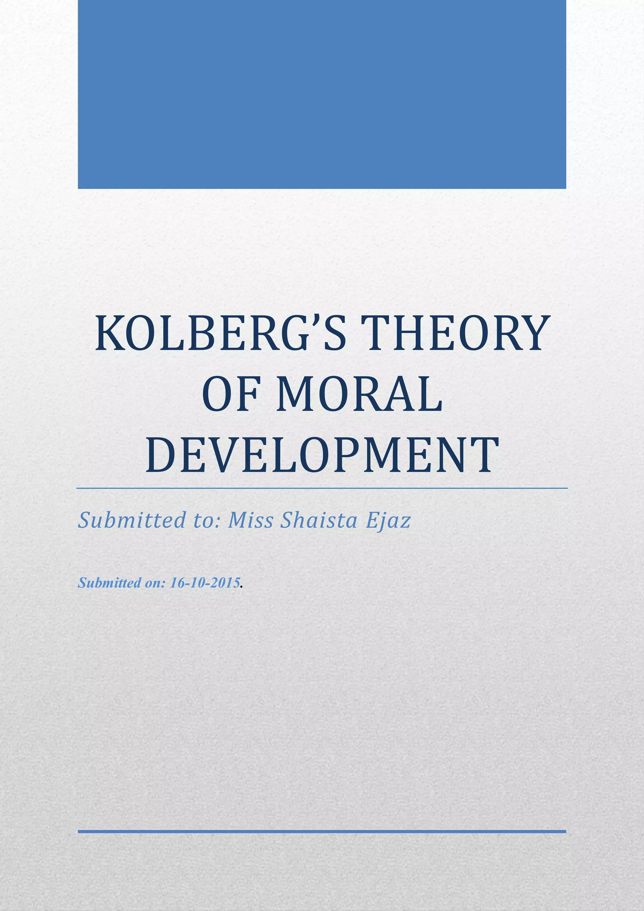 Kholberg Theory of moral development | PDF