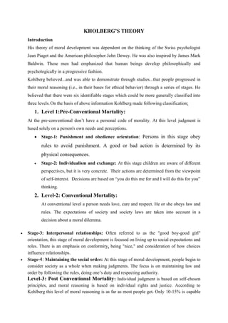 Kholberg Theory of moral development | PDF