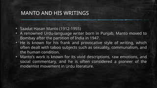 Khol Do -the terrors of partition Saadat Hasan Manto.pptx