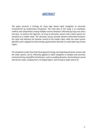 FUZZY LOGIC IN ROBOT NAVIGATION | PDF