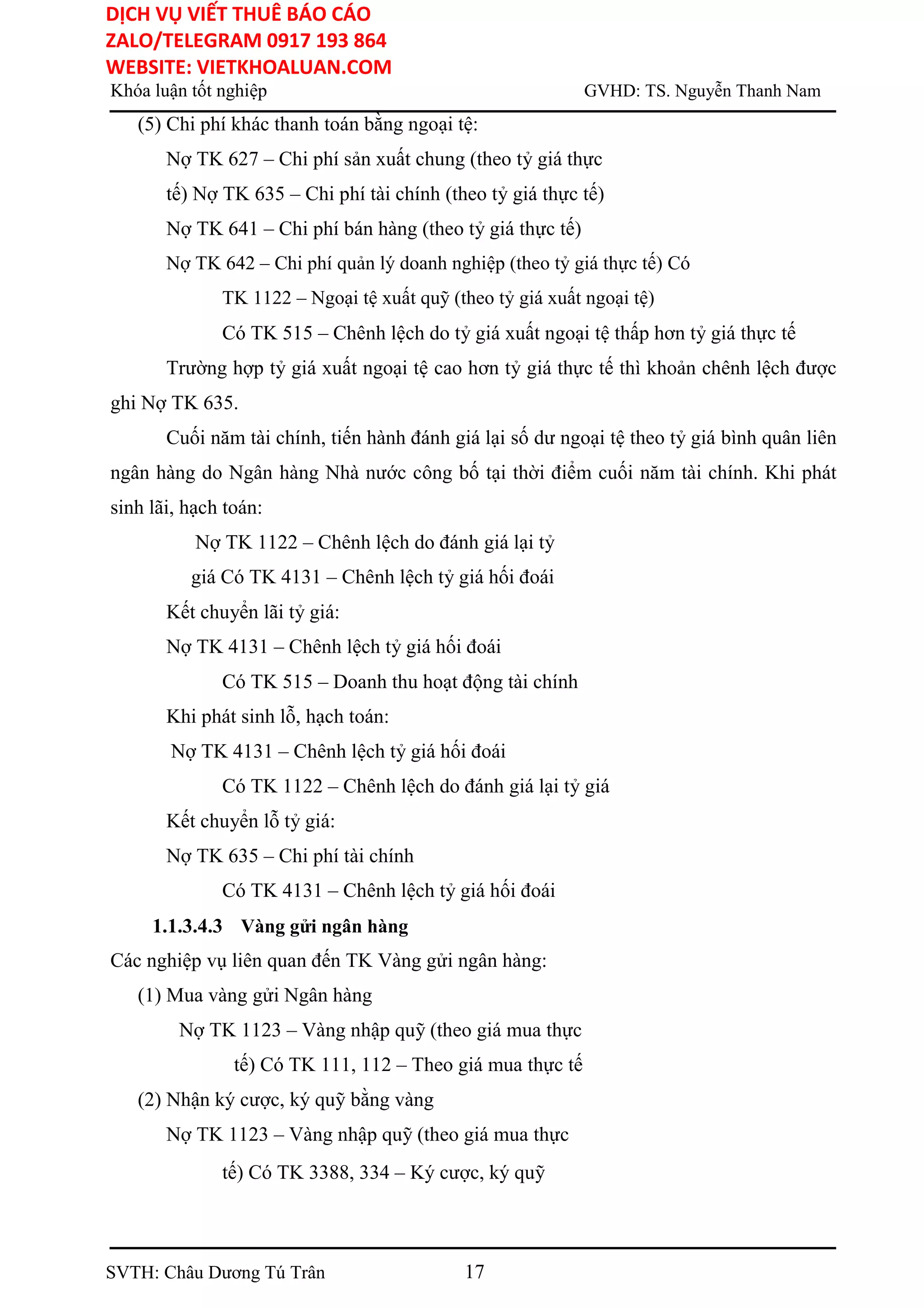 Khóa luận: Kế toán vốn bằng tiền và các khoản phải thu, HAY | DOC