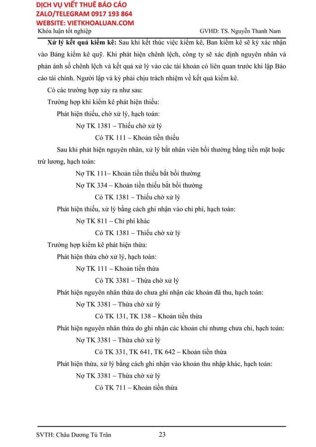 Khóa luận: Kế toán vốn bằng tiền và các khoản phải thu, HAY | DOC