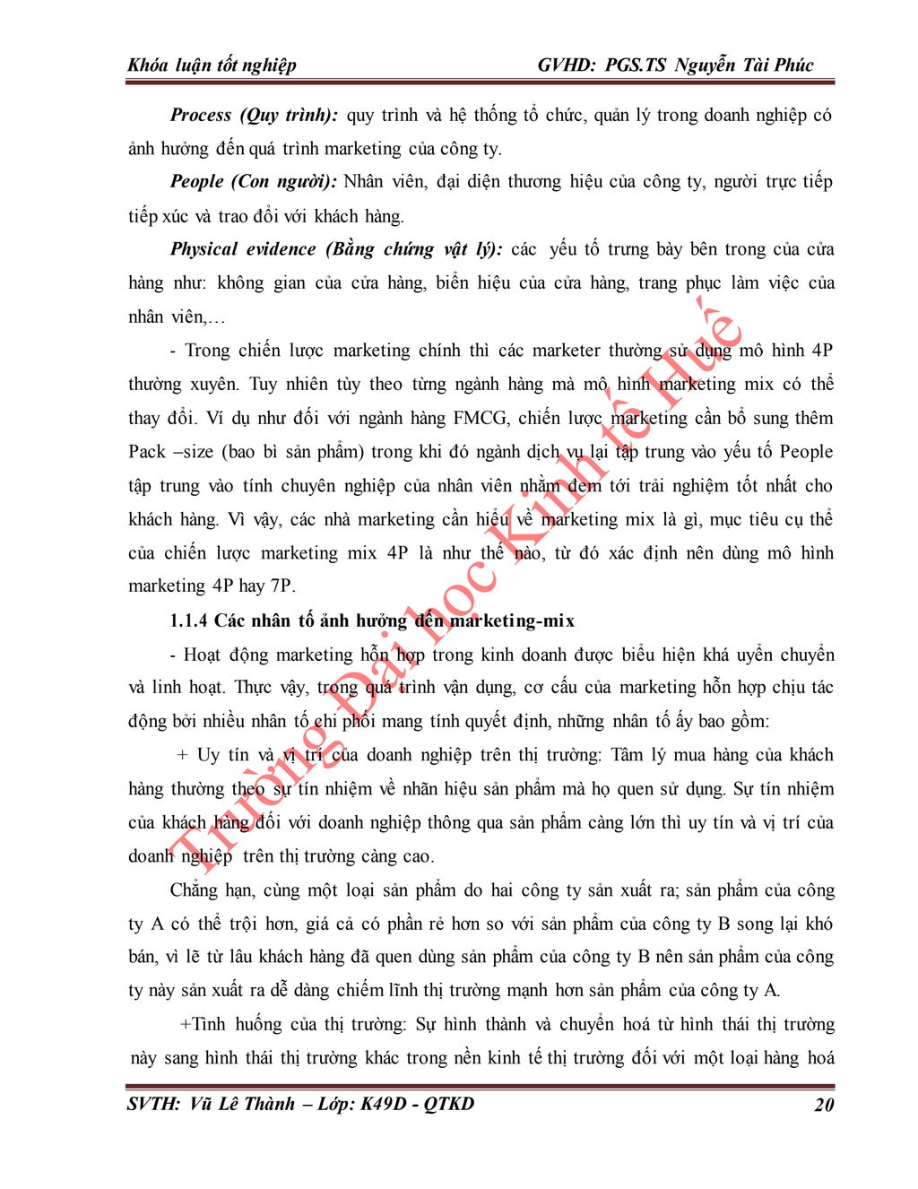 Khoá Luận Tốt Nghiệp Marketing Mix Tại Siêu Thị Coop Mart Huế | DOCX
