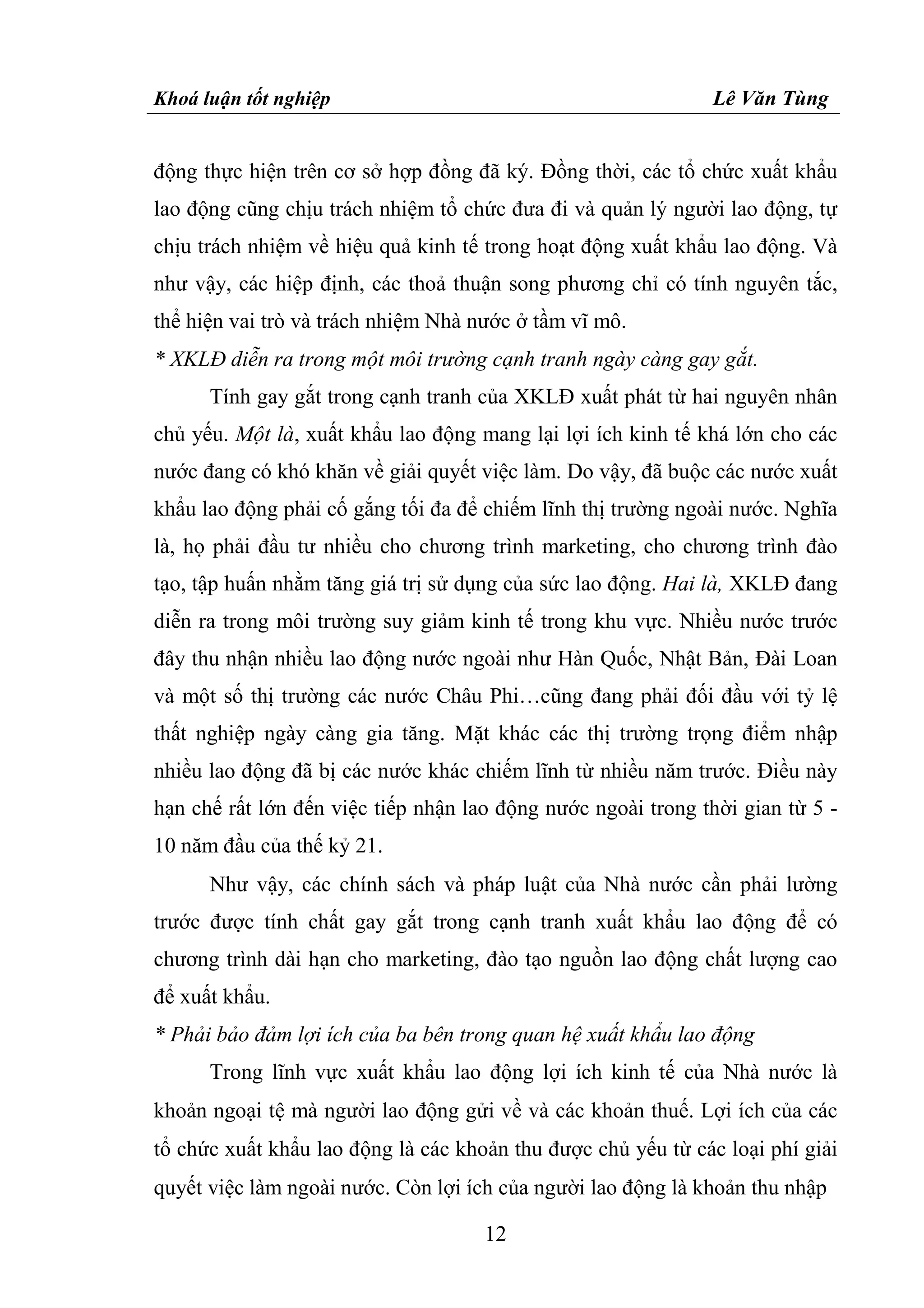 Khoá Luận Xuất Khẩu Lao Động Việt Nam- Thực Trạng Và Triển Vọng | DOC