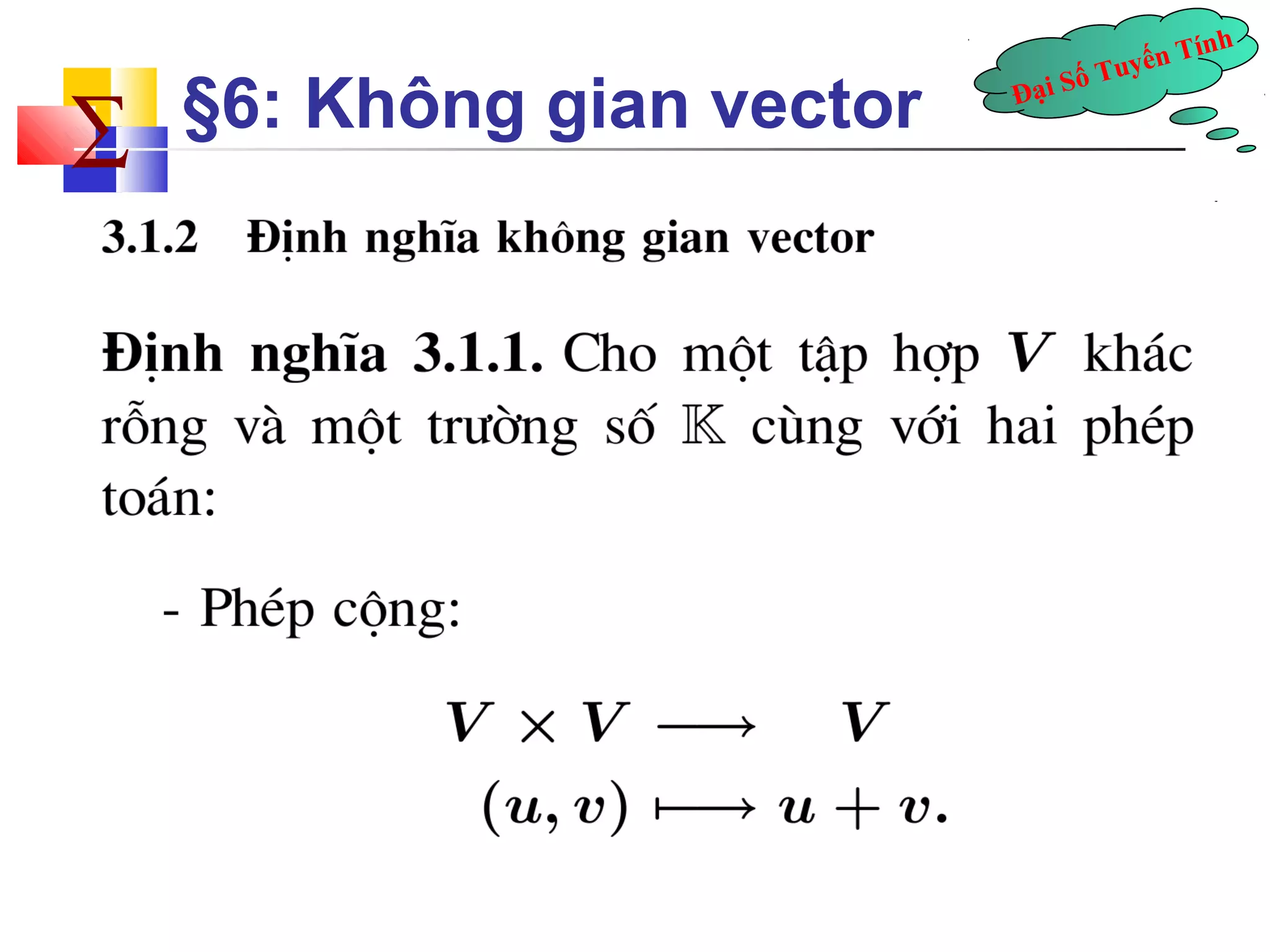 Khong gian vecto (chuong 3) | PPT