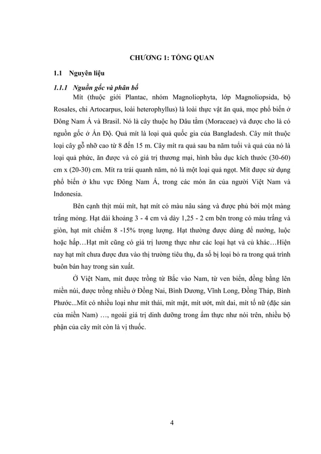 Khảo sát quy trình chế biến bột hạt mít và ứng dụng trong sản xuất bánh cookie quy mô phòng thí ...