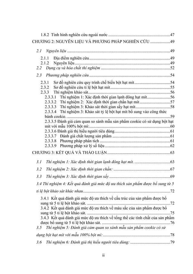 Khảo sát quy trình chế biến bột hạt mít và ứng dụng trong sản xuất bánh cookie quy mô phòng thí ...