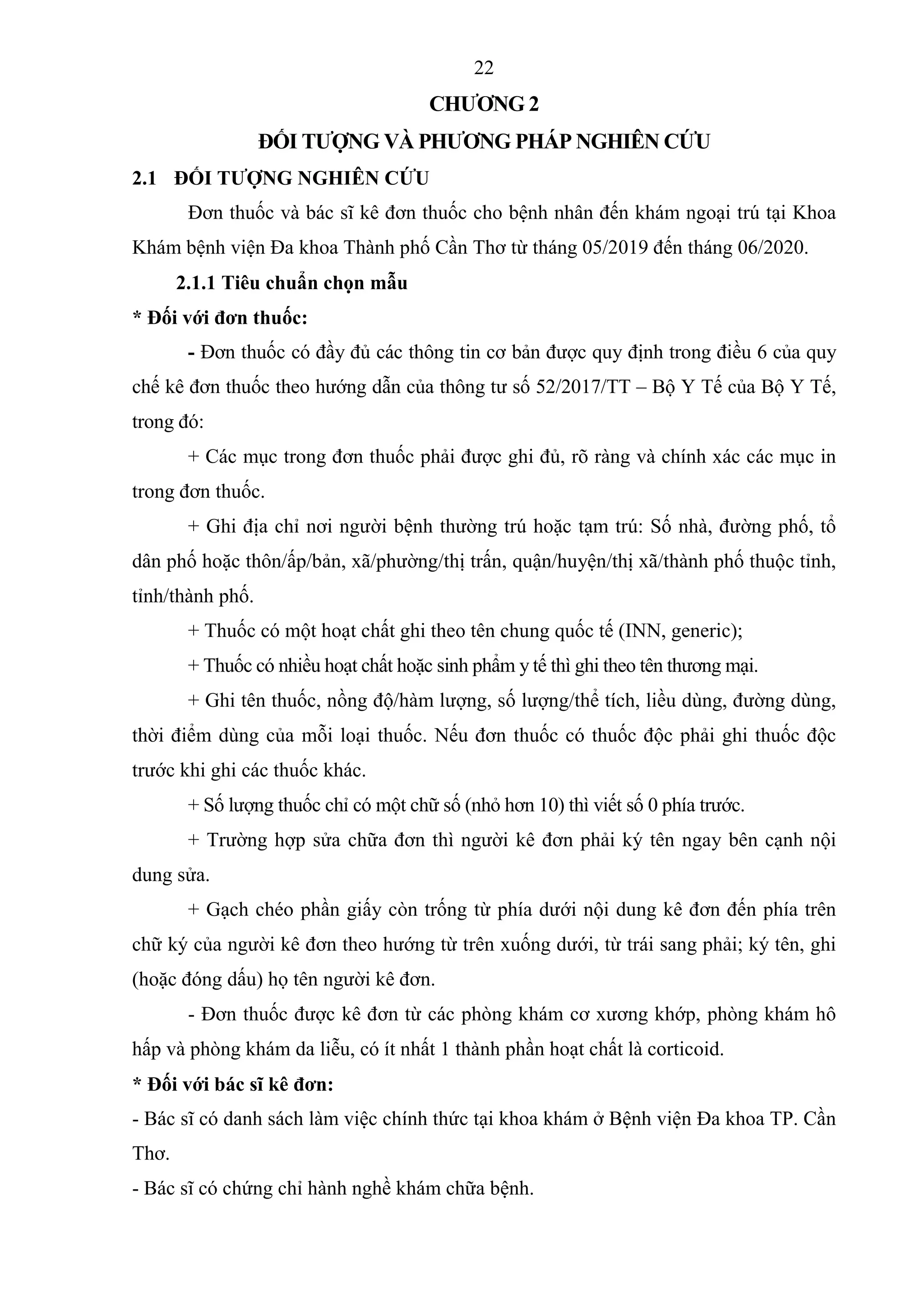 Khảo sát tình hình kê đơn thuốc Corticoid tại Bệnh viện Đa khoa thành phố Cần Thơ năm 2019 ...