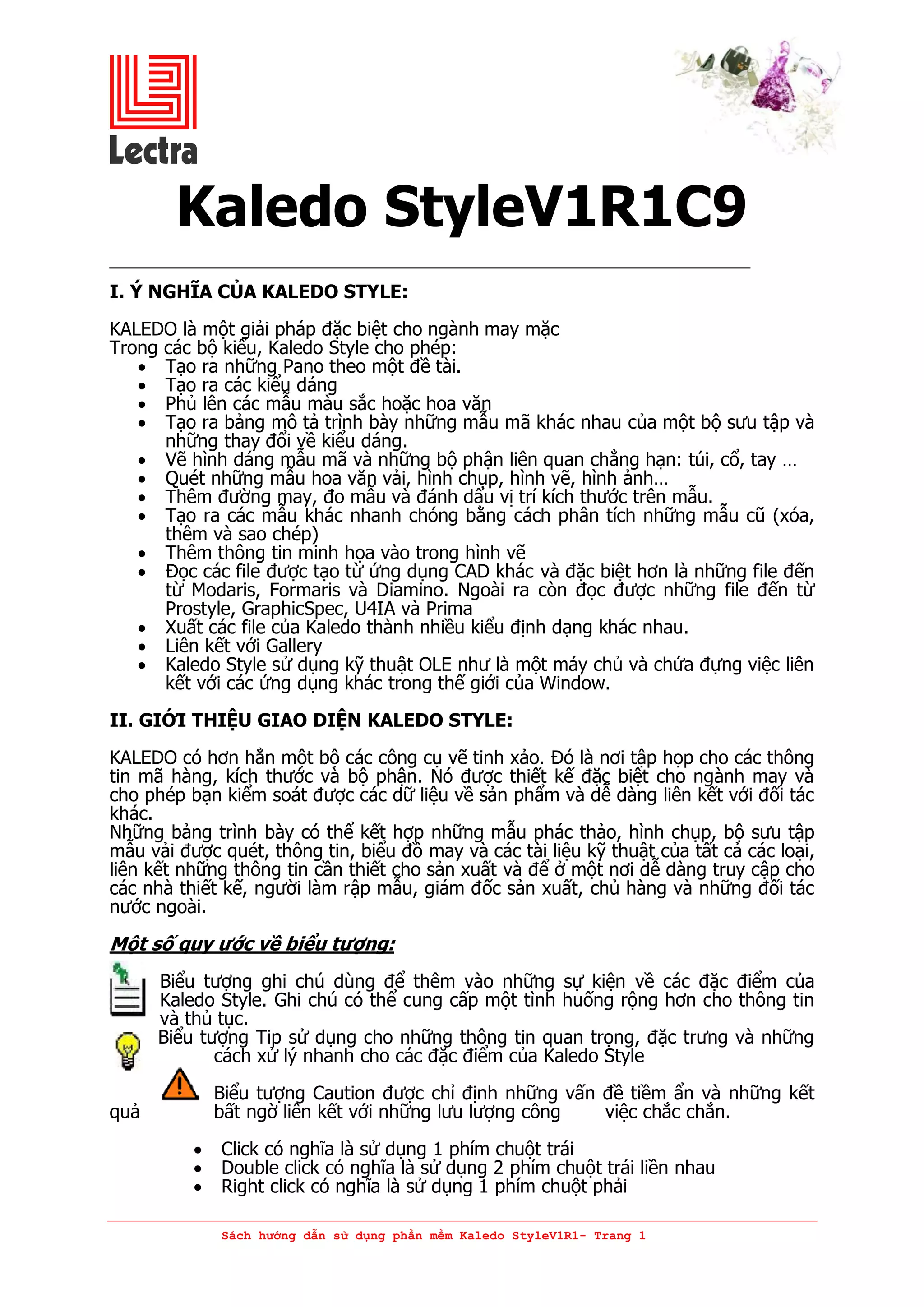 [Kho tài liệu ngành may] giáo trình sử dụng phần mềm kaledo style | PDF
