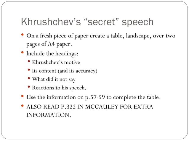 Khrushchevs Secret Speech | PPT