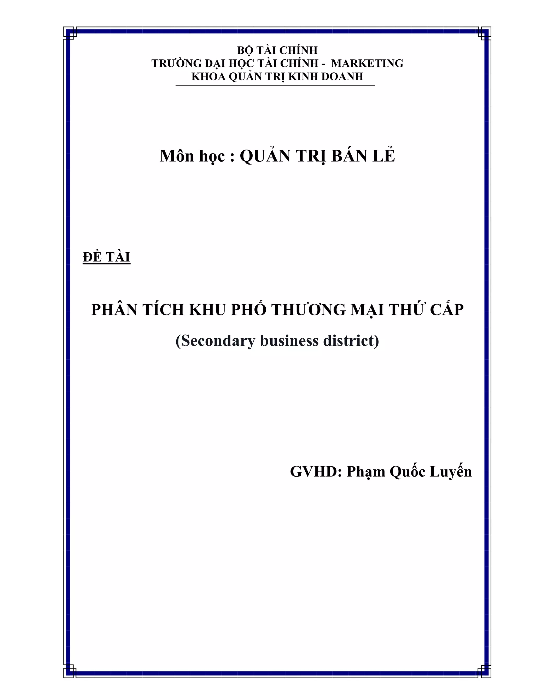 Khu phố thương mại thứ cấp secondary business district | PDF