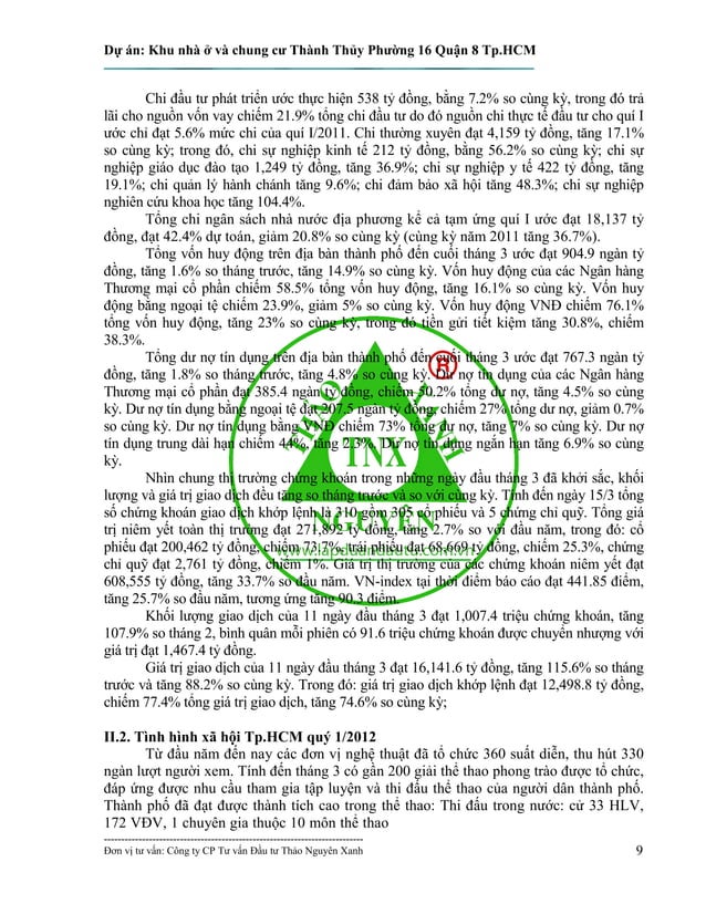 Thuyết minh Dự án Khu chung cư Thành Thủy quận 8 TPHCM 0918755356 | PDF