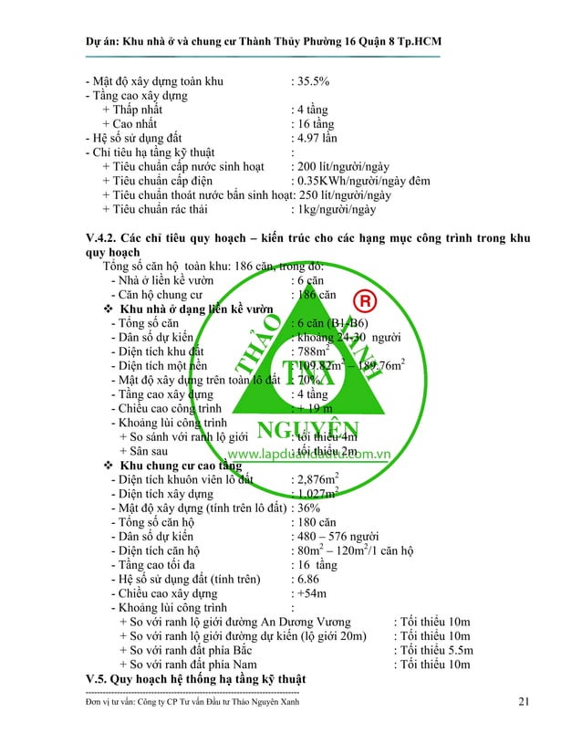 Thuyết minh Dự án Khu chung cư Thành Thủy quận 8 TPHCM 0918755356 | PDF