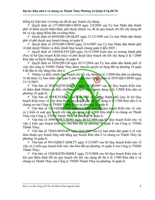 Thuyết minh Dự án Khu chung cư Thành Thủy quận 8 TPHCM 0918755356 | PDF