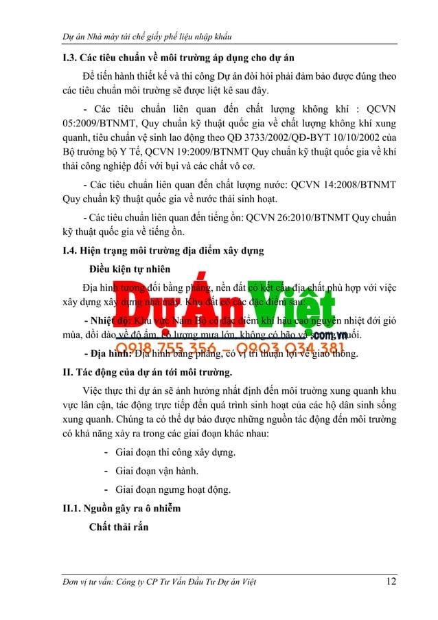 Thuyết minh dự án đầu tư Khu du lịch sinh thái kết hợp nuôi trồng thủy sản Phương Anh tỉnh Đồng ...