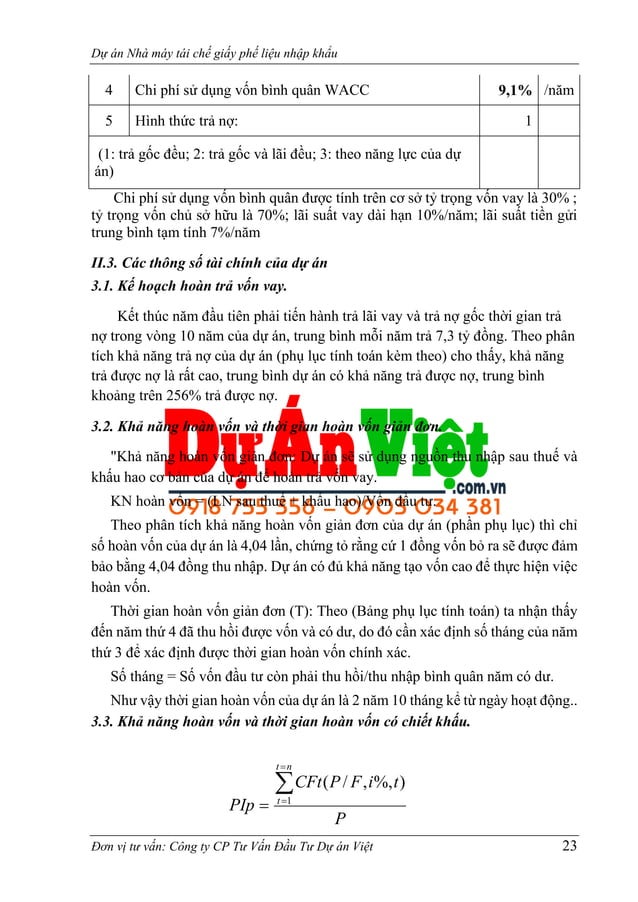 Thuyết minh dự án đầu tư Khu du lịch sinh thái kết hợp nuôi trồng thủy sản Phương Anh tỉnh Đồng ...