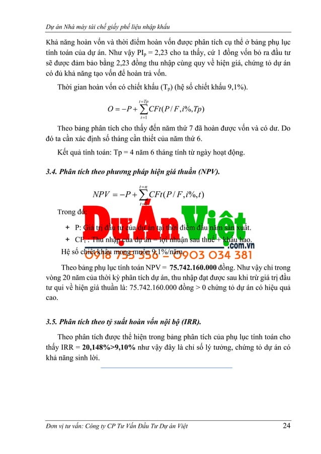 Thuyết minh dự án đầu tư Khu du lịch sinh thái kết hợp nuôi trồng thủy sản Phương Anh tỉnh Đồng ...