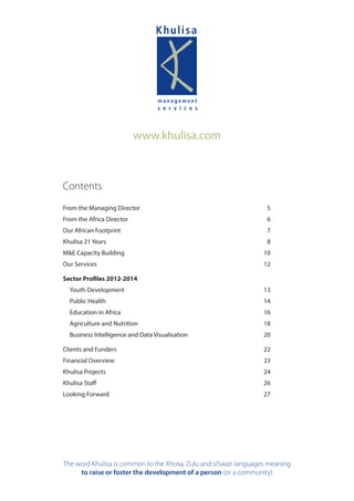 Khulisa Management Services 2012-2014 report | PDF