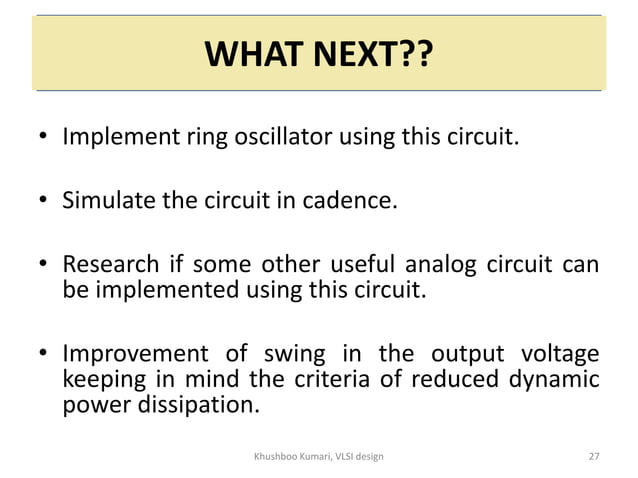Design of ring oscillator using controlled low voltage swing inverter | PPTX | Consumer ...