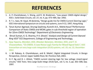 Design of ring oscillator using controlled low voltage swing inverter | PPTX