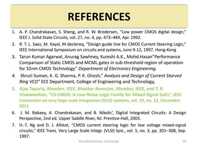 Design of ring oscillator using controlled low voltage swing inverter | PPTX | Consumer ...