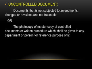 Distribution, Electronic data handling and controlled documentation by ...