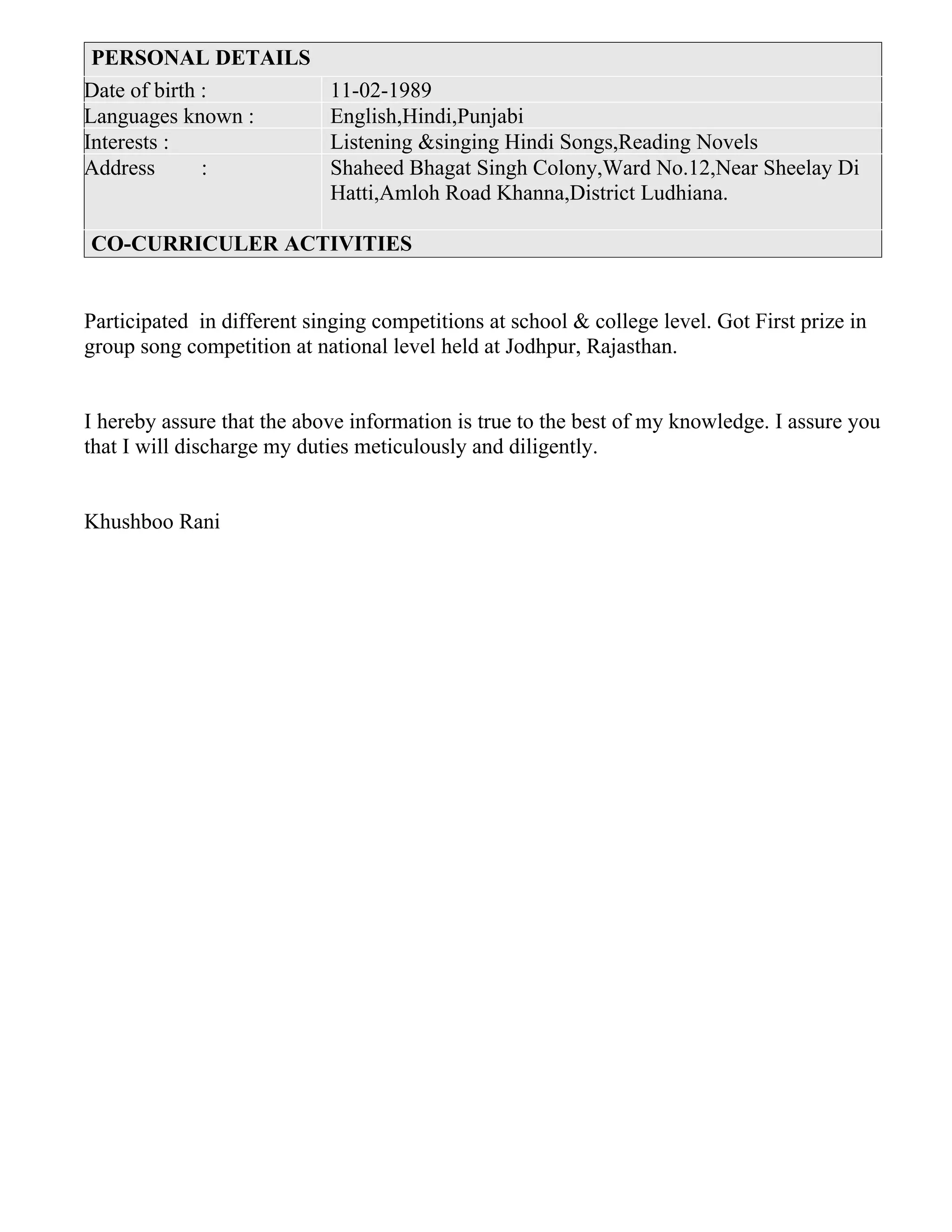 Khushboo's resume | DOC