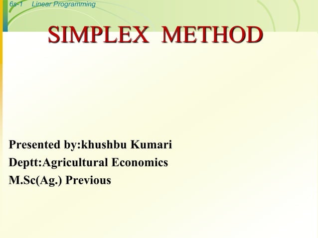 simplex method | PPT