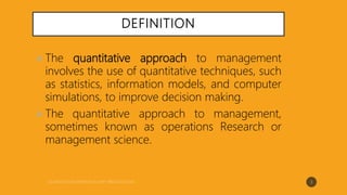 evolution of management - quantitative approach of management | PPTX