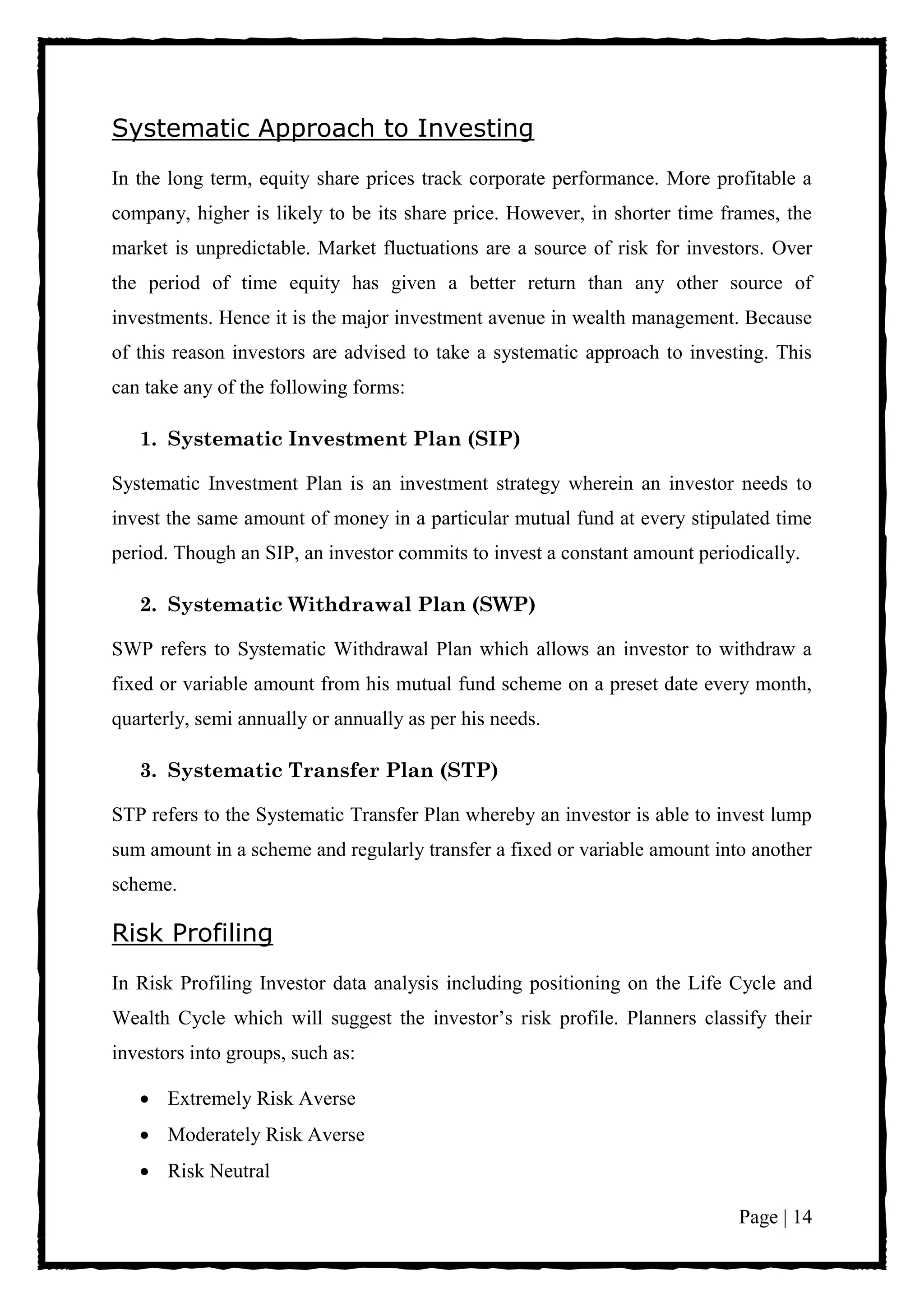 Project report on Wealth Management | PDF