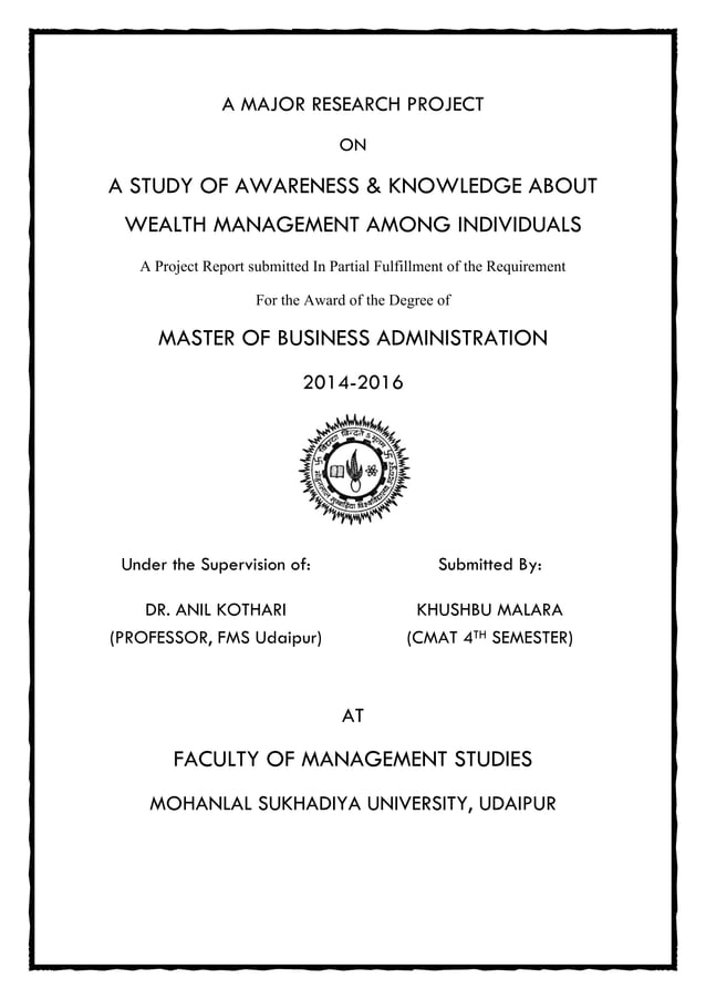 Project report on Wealth Management | PDF | Stocks and Bonds | Personal ...