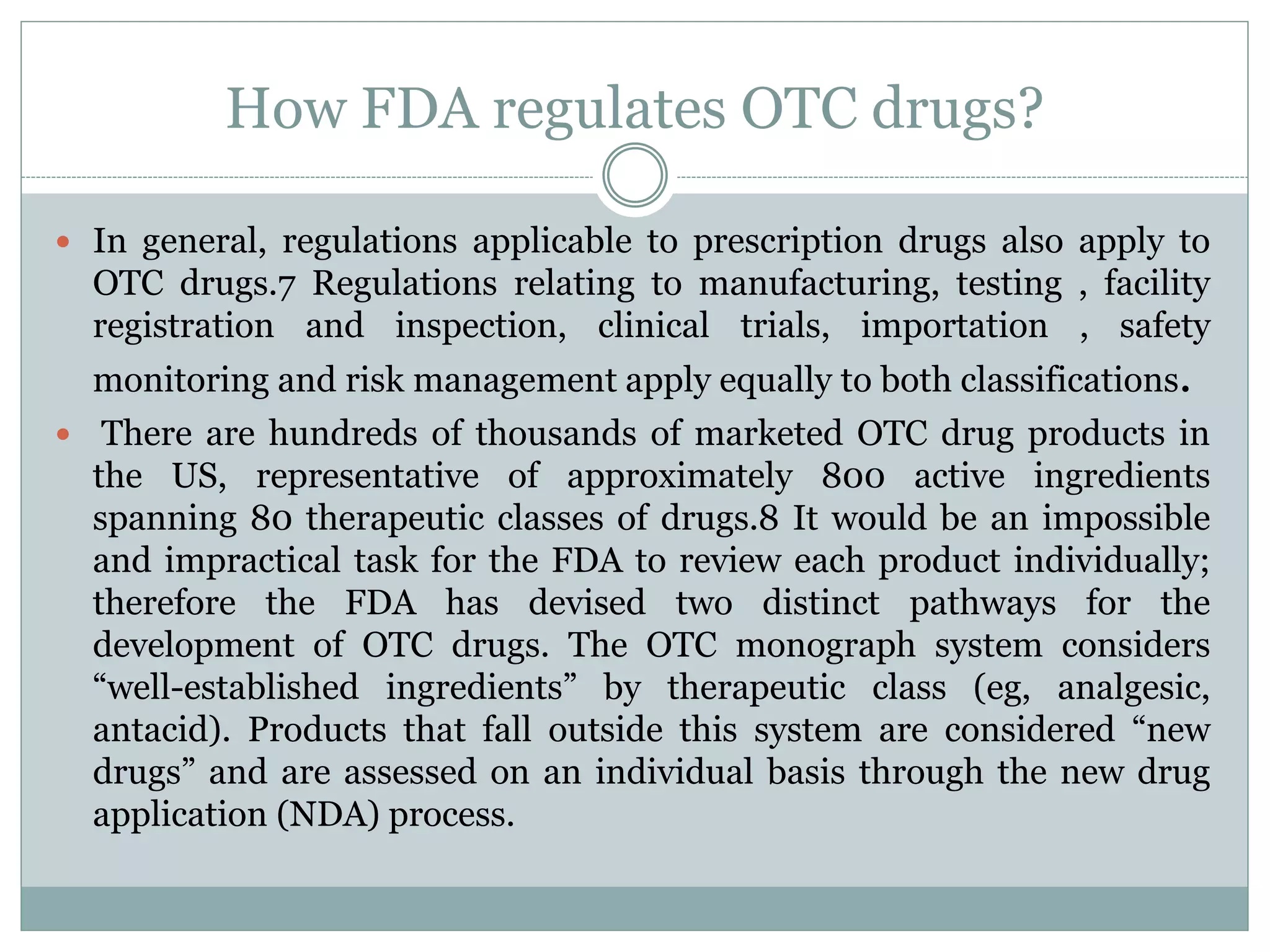 Regulatory requirements for otc drugs as per usfda | PPTX