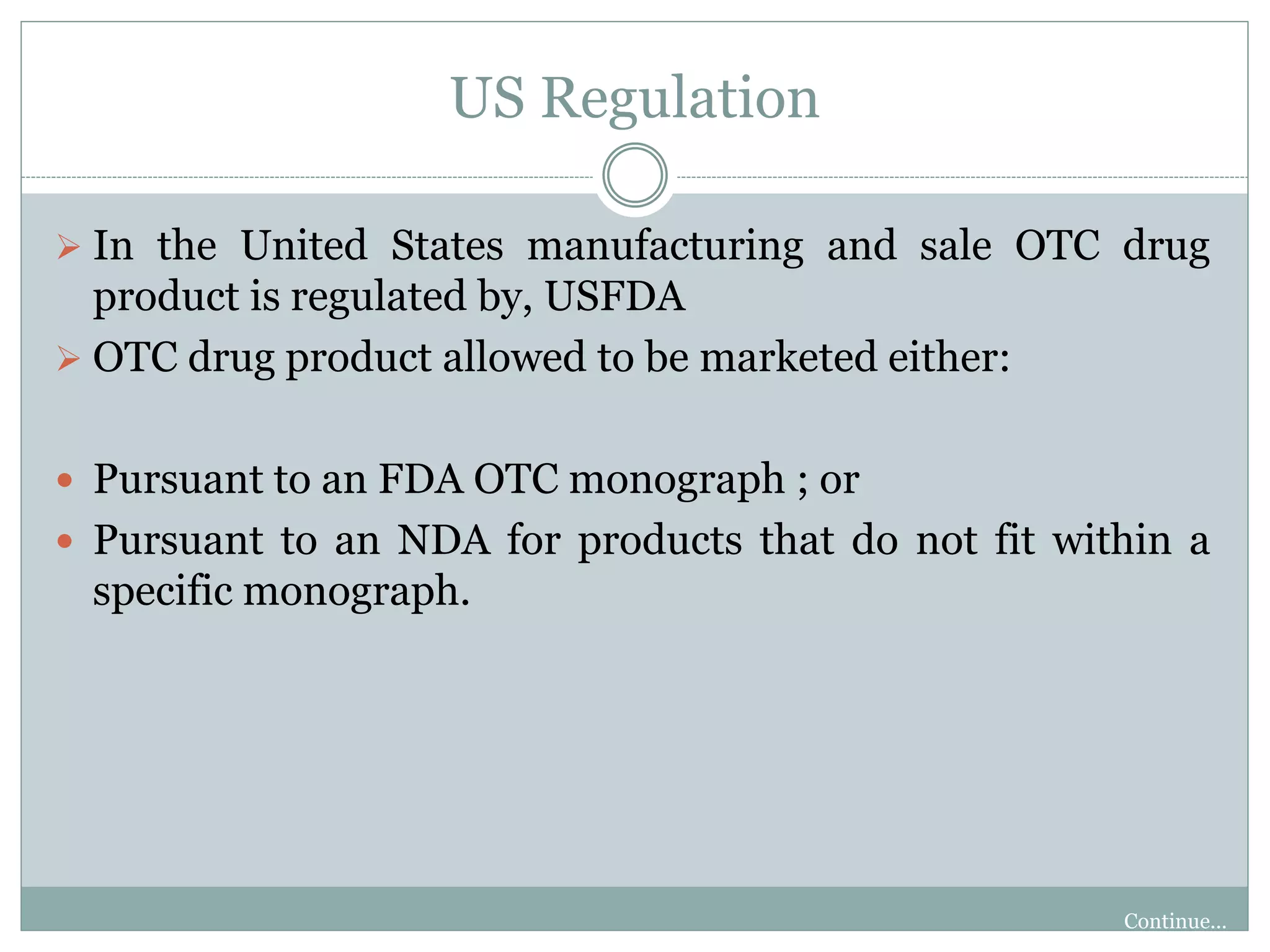 Regulatory requirements for otc drugs as per usfda | PPTX